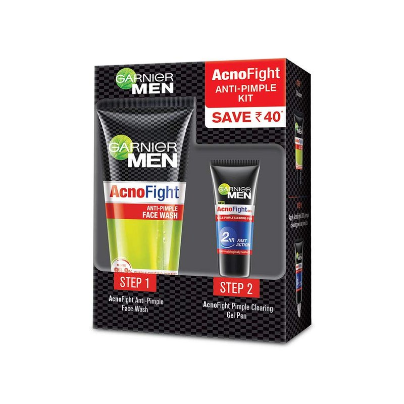 Garnier Men Acno Fight Anti-Pimple kit - Acno Fight Face Wash + Acno ...