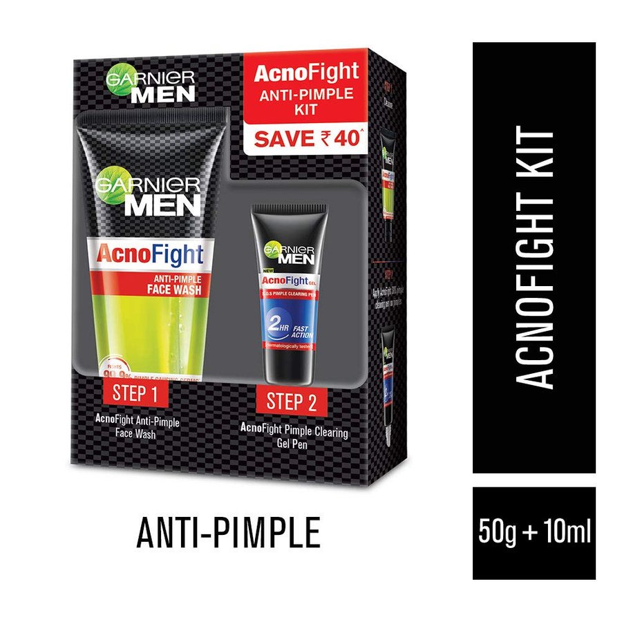 Garnier Men Acno Fight Anti-Pimple kit - Acno Fight Face Wash + Acno Fight Cleansing Gel Pen ...