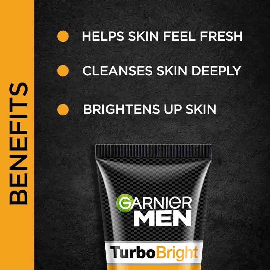 Garnier Men Turbo Bright Face Wash: Cleanse & Brighten Skin