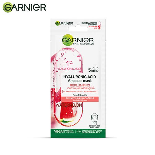 Garnier 5 Min Replumping Ampoule Mask for Dry Skin (with 1% Hyaluronic ...