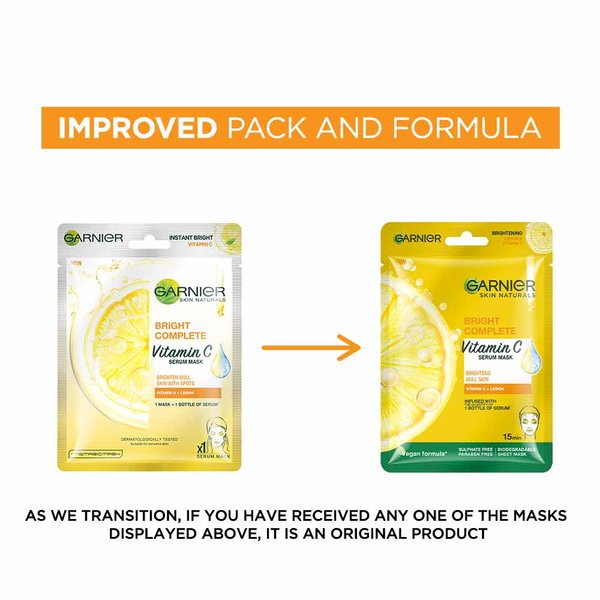Buy Garnier Bright Complete Serum Sheet Mask | Garnier India