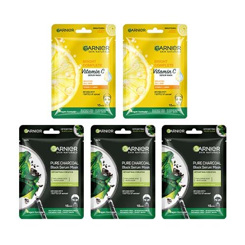 Garnier Sheet Mask Combo Pack Of 5 - Face Sheet Masks Combos