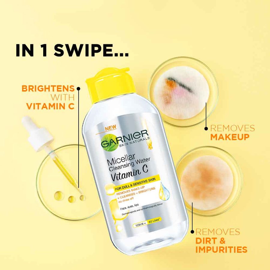 Garnier Micellar Water With Vitamin C, Removes Makeup + Brightens Skin