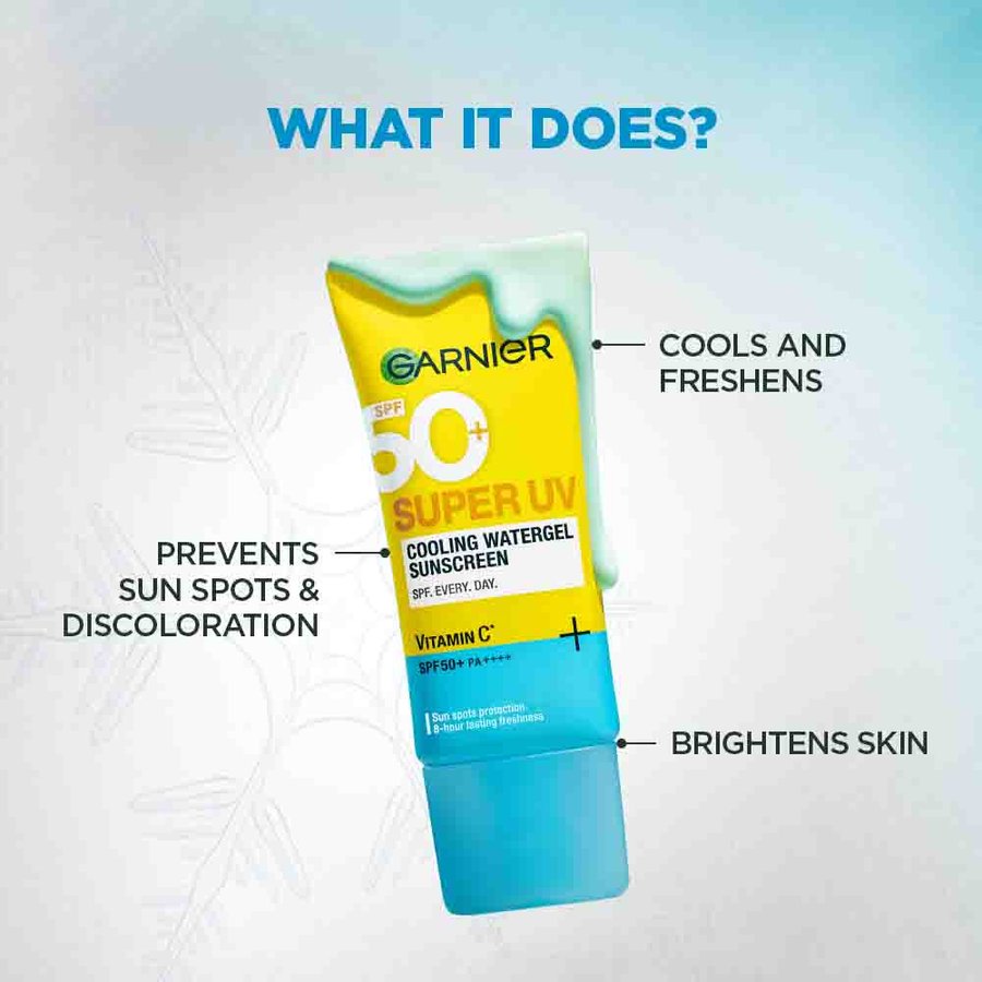 Garnier Super UV Cooling Watergel Sunscreen SPF 50 | Glowing Skin