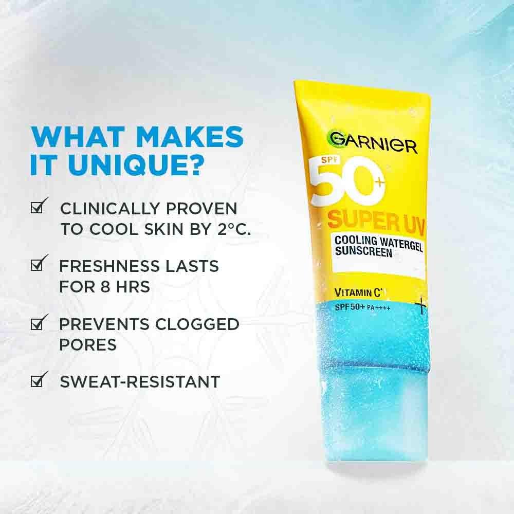 Garnier Super UV Cooling Watergel Sunscreen SPF 50 | Glowing Skin