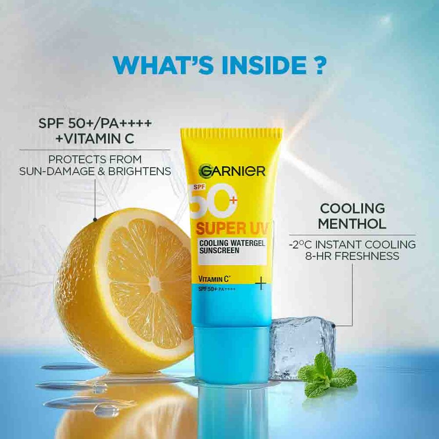 Garnier Super UV Cooling Watergel Sunscreen SPF 50 | Glowing Skin