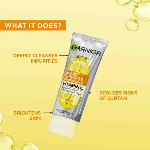 Garnier Bright Complete Vitamin C Serum Cleanser for Radiant Skin